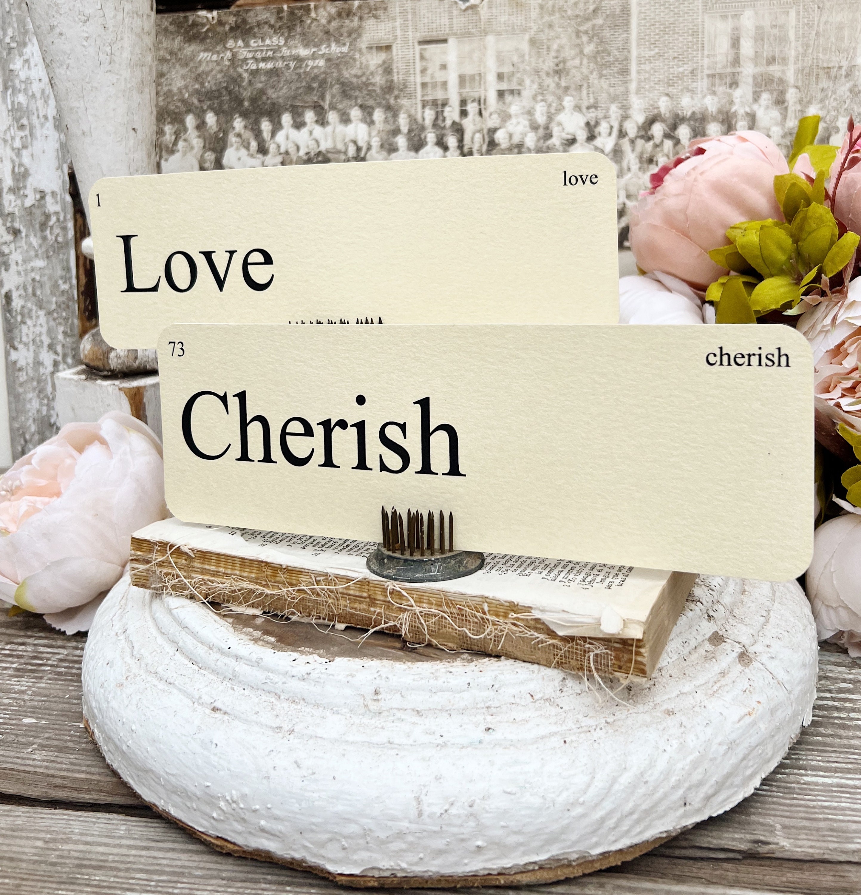LOVE Flash Cards LARGE Vintage Inspired Word Flashcard SET Of 8 ...