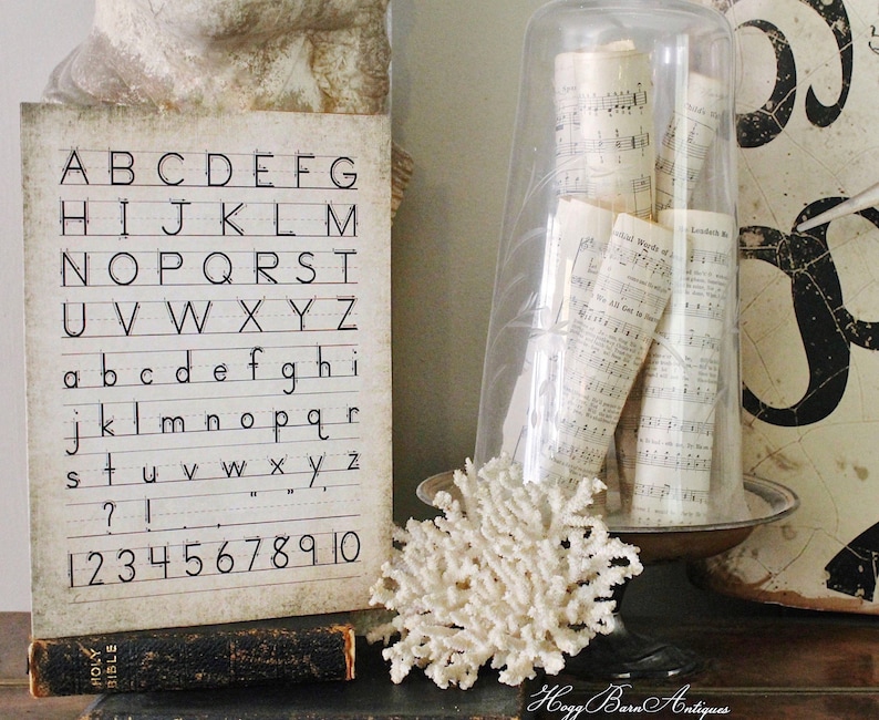 Vintage ALPHABET Poster Wood Sign Mounted Print Farmhouse - Etsy