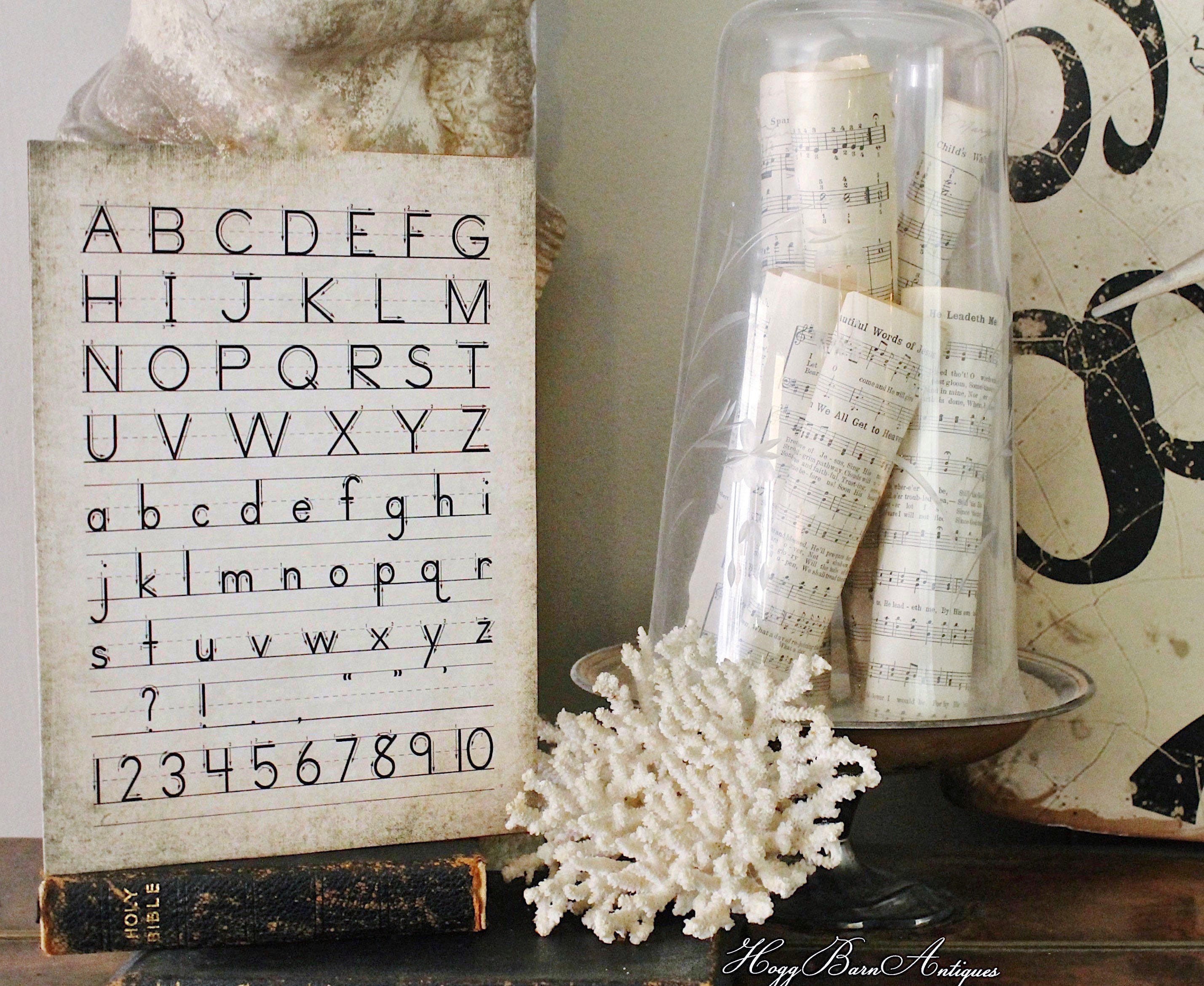 Vintage ALPHABET Poster Wood Sign Mounted Print Farmhouse - Etsy Finland