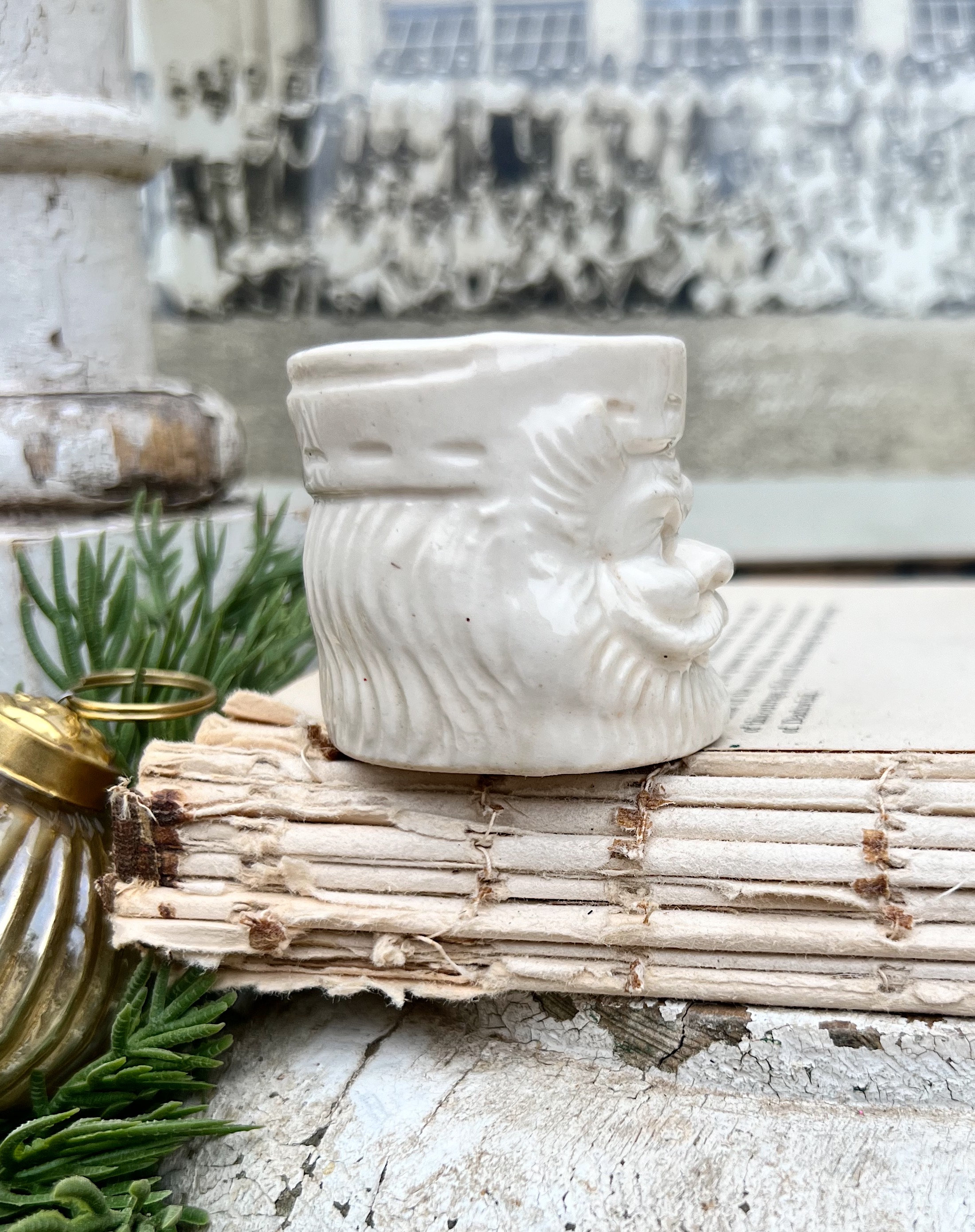 Vintage Ironstone Santa Claus Cup Mini Mug Santa Crazed Stained WHITE ...