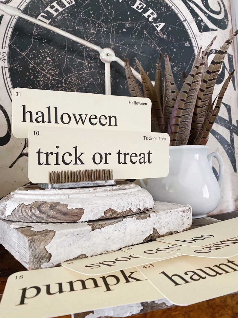 HALLOWEEN Flash Cards LARGE Vintage Inspired Flashcard SET of - Etsy