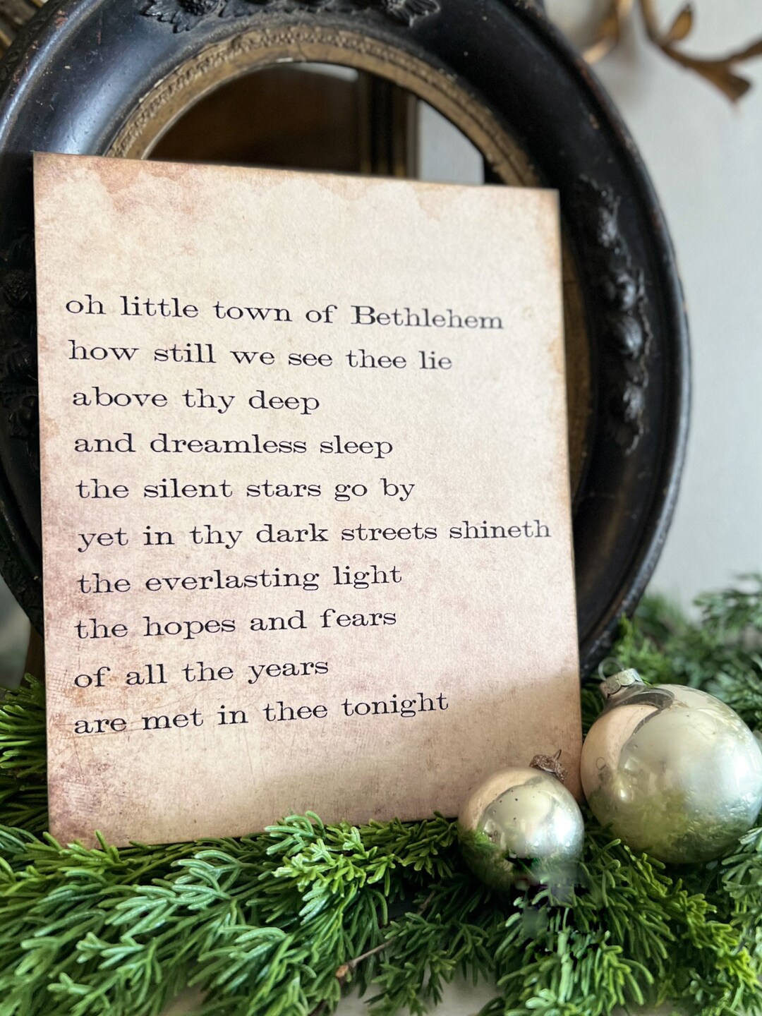 Oh Little Town of Bethlehem Sign Wood Vintage Christmas Decor Mounted ...