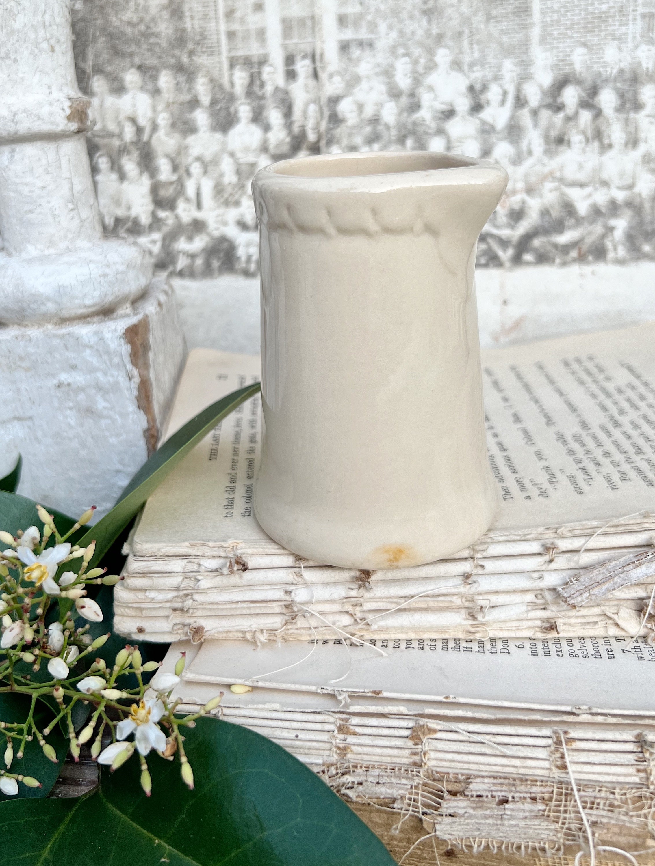 Vintage Ironstone Creamer Syrup Handless SCALLOP Pitcher Restaurant ...