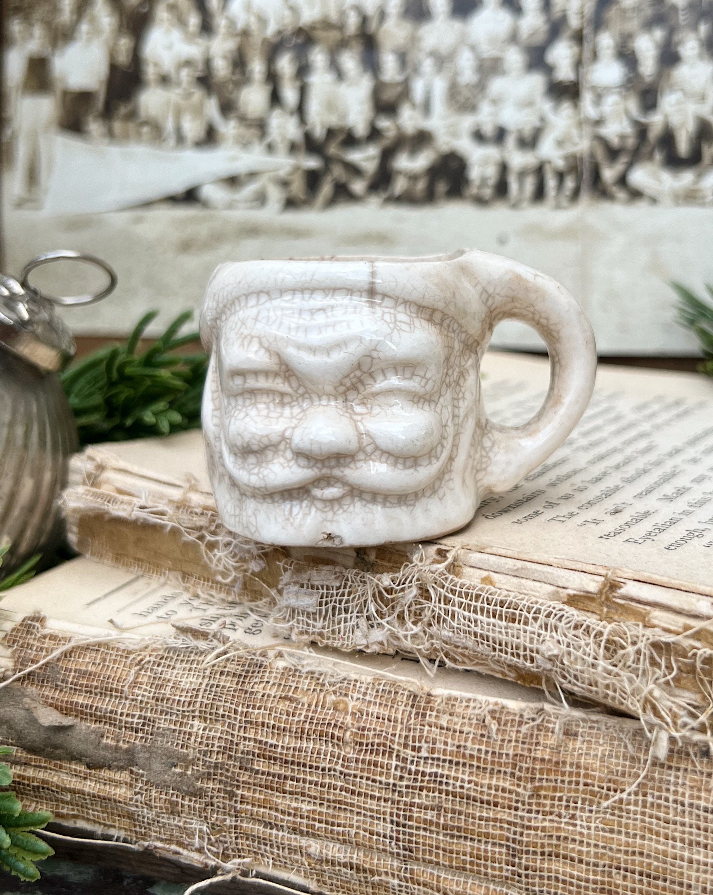 Vintage Ironstone Santa Claus Cup Mini Mug Santa Crazed Stained WHITE ...