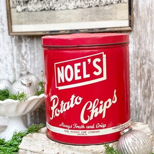 Antique NOELS POTATO CHIPS Red Tin Can Bucket Galvanized - Etsy