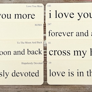 PHRASES of Love Flash Cards LARGE Vintage Inspired Word Flashcard SET ...