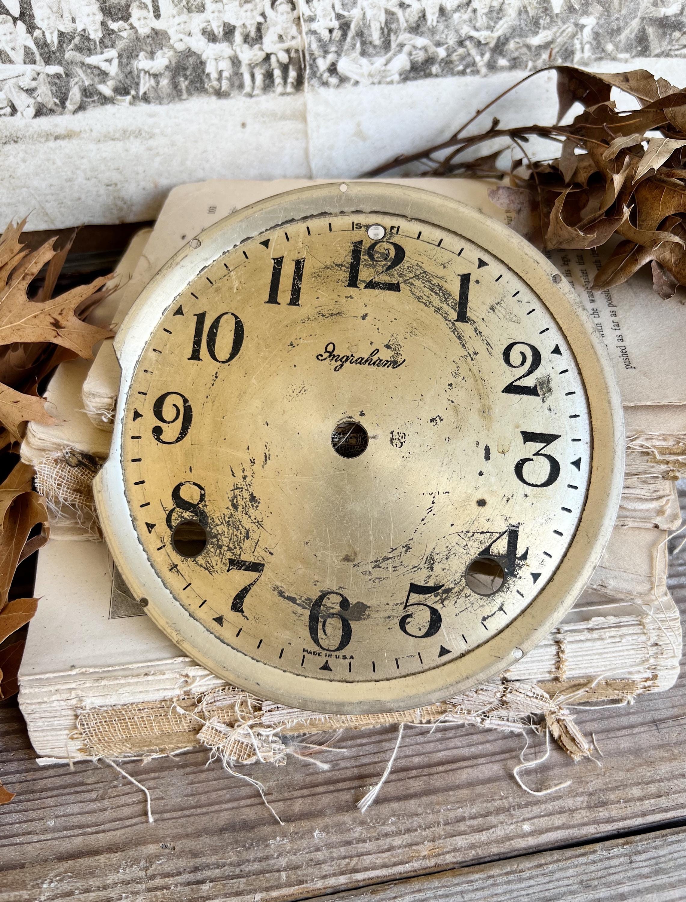 Antique Clock Brass Clock Dial Farmhouse Decor Industrial Salvage Gold ...