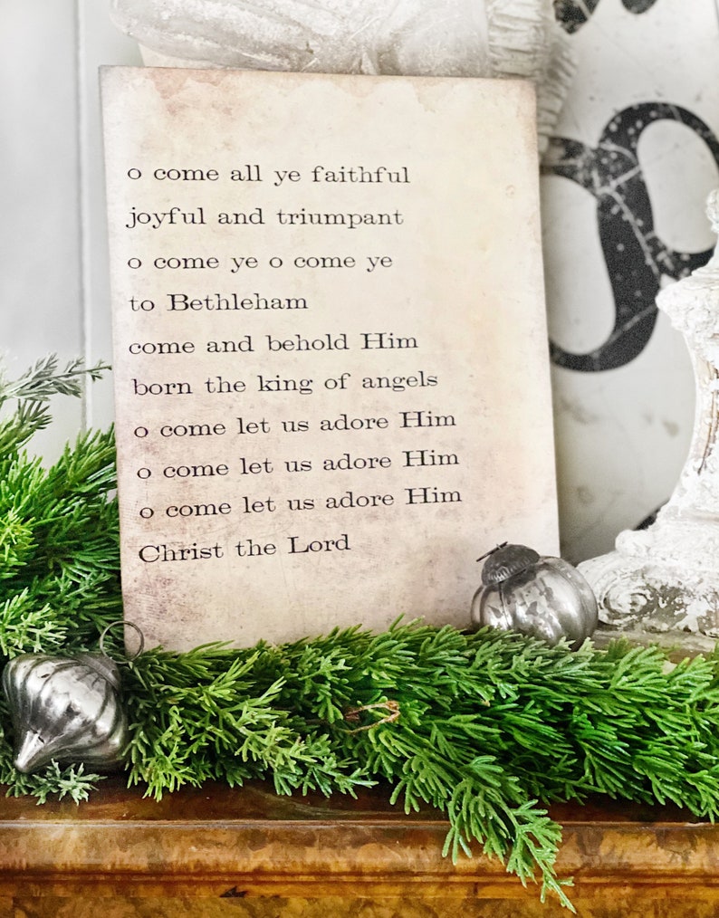 Oh Come All Ye Faithful Sign Wood Vintage Christmas Decor Poster ...