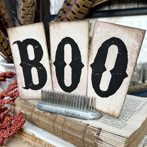HALLOWEEN Letters BOO BLACK Card Sign Set Farmhouse Decor Cardstock ...