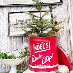 Antique NOELS POTATO CHIPS Red Tin Can Bucket Galvanized - Etsy