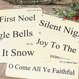 CHRISTMAS CAROLS Flash Cards LARGE Vintage Inspired Word Flashcard Set ...