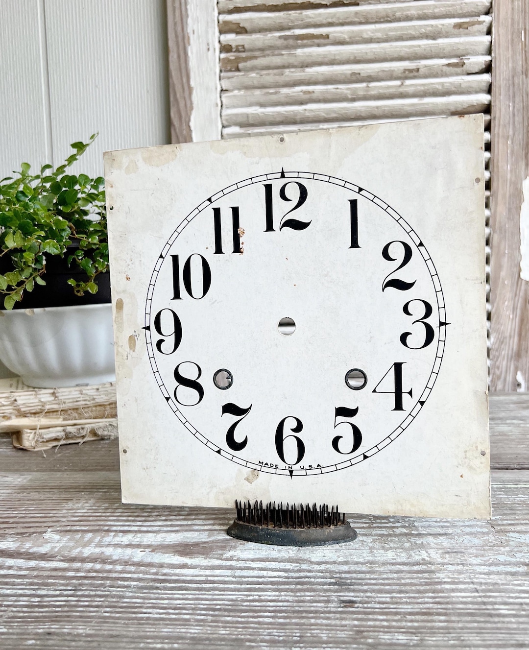 Antique Metal Clock Face Industrial Salvage Vintage Painted Clock Dial ...