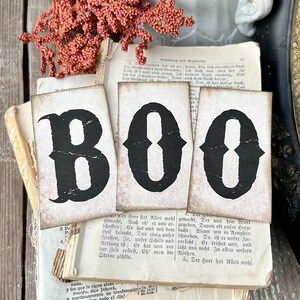 HALLOWEEN Letters BOO BLACK Card Sign Set Farmhouse Decor Cardstock ...