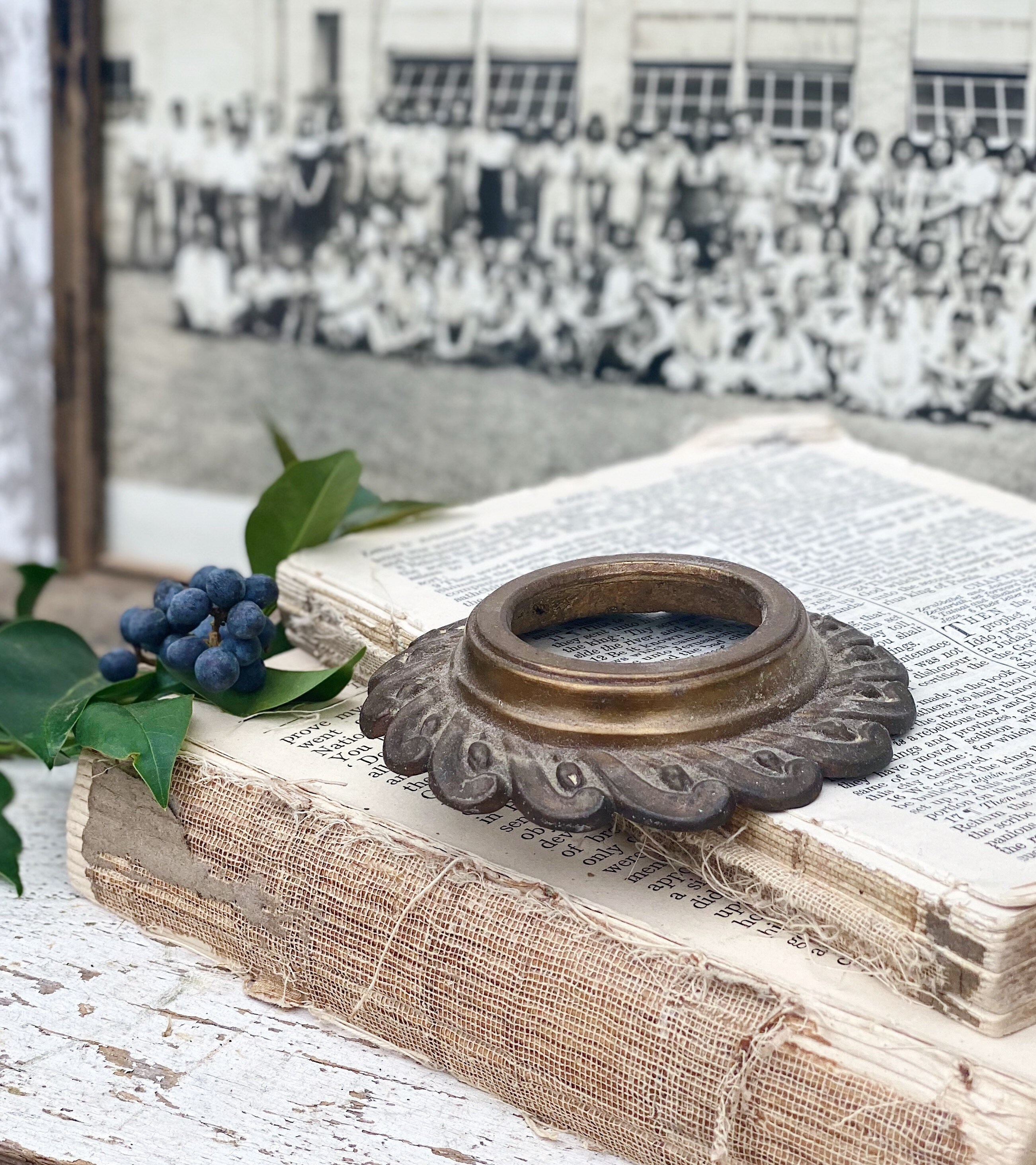 Antique Brass BOBECHE Metal Ornate Light Part Chandelier Architectural ...