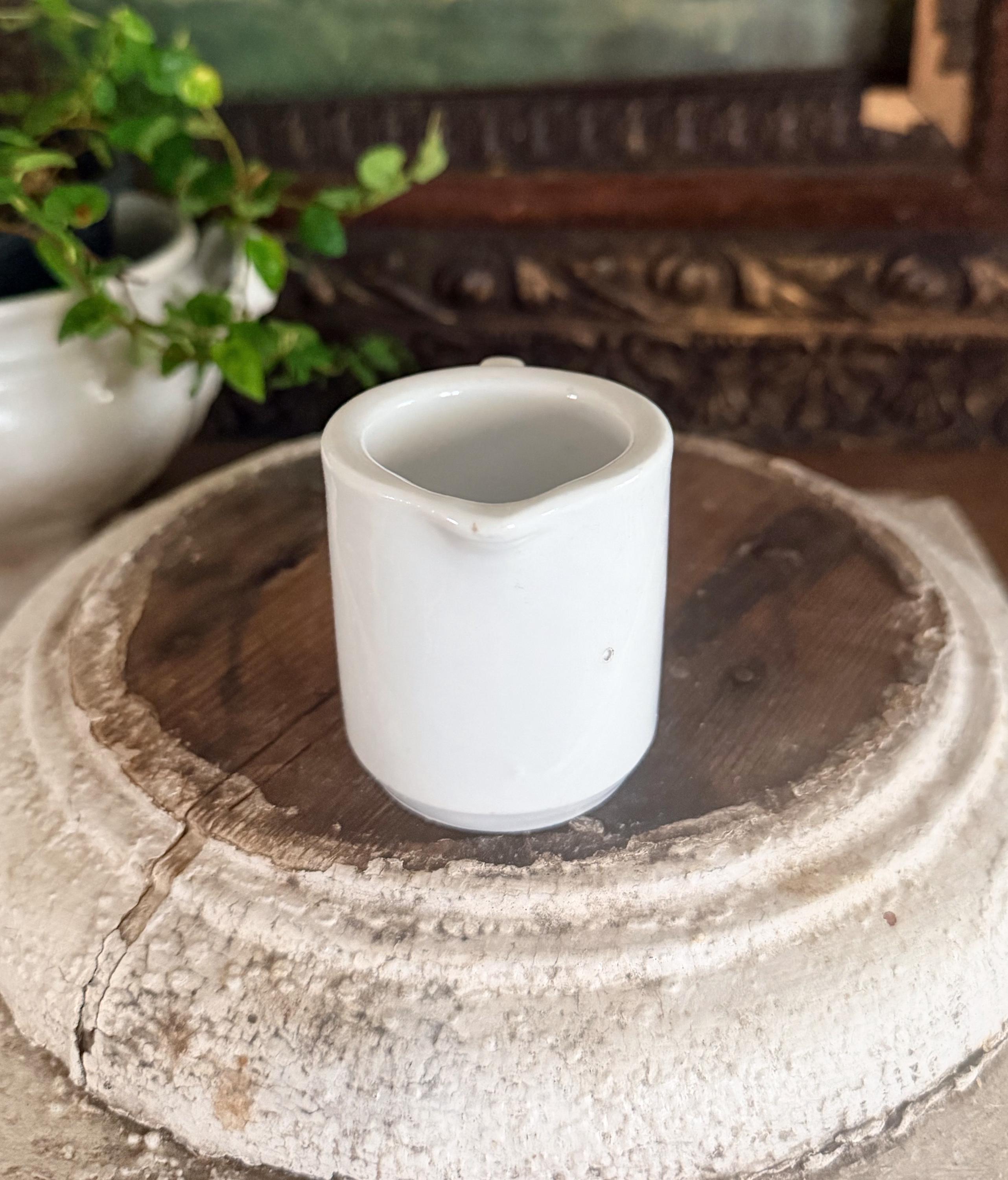 Antique ELEPHANT EAR CREAMER White Chunky Ironstone Thick Syrup Pitcher ...