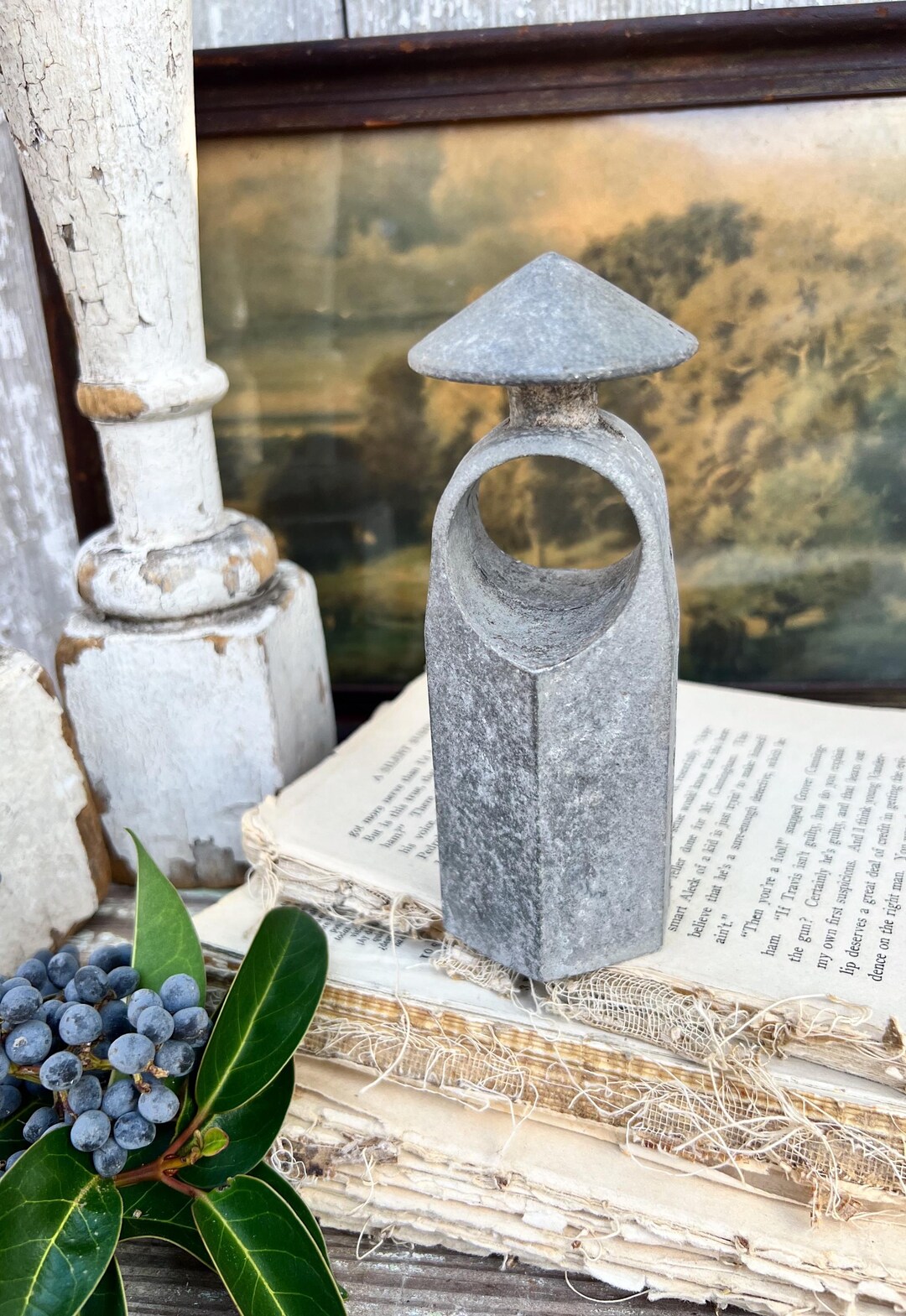 Vintage Galvanized Metal Fence Cap Finial Architectural Industrial ...