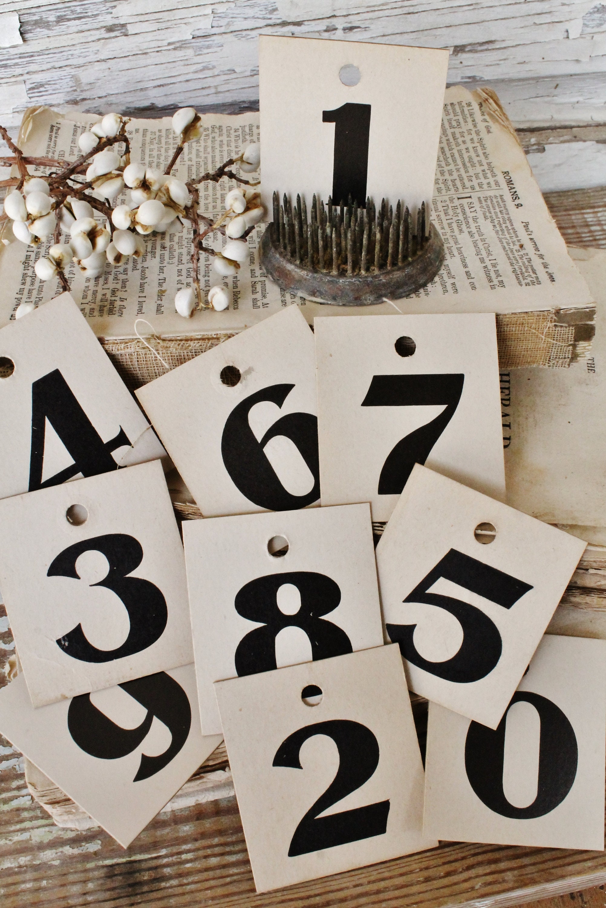 Vintage Number Card Coat Check Store Hotel Sign Farmhouse Decor ...