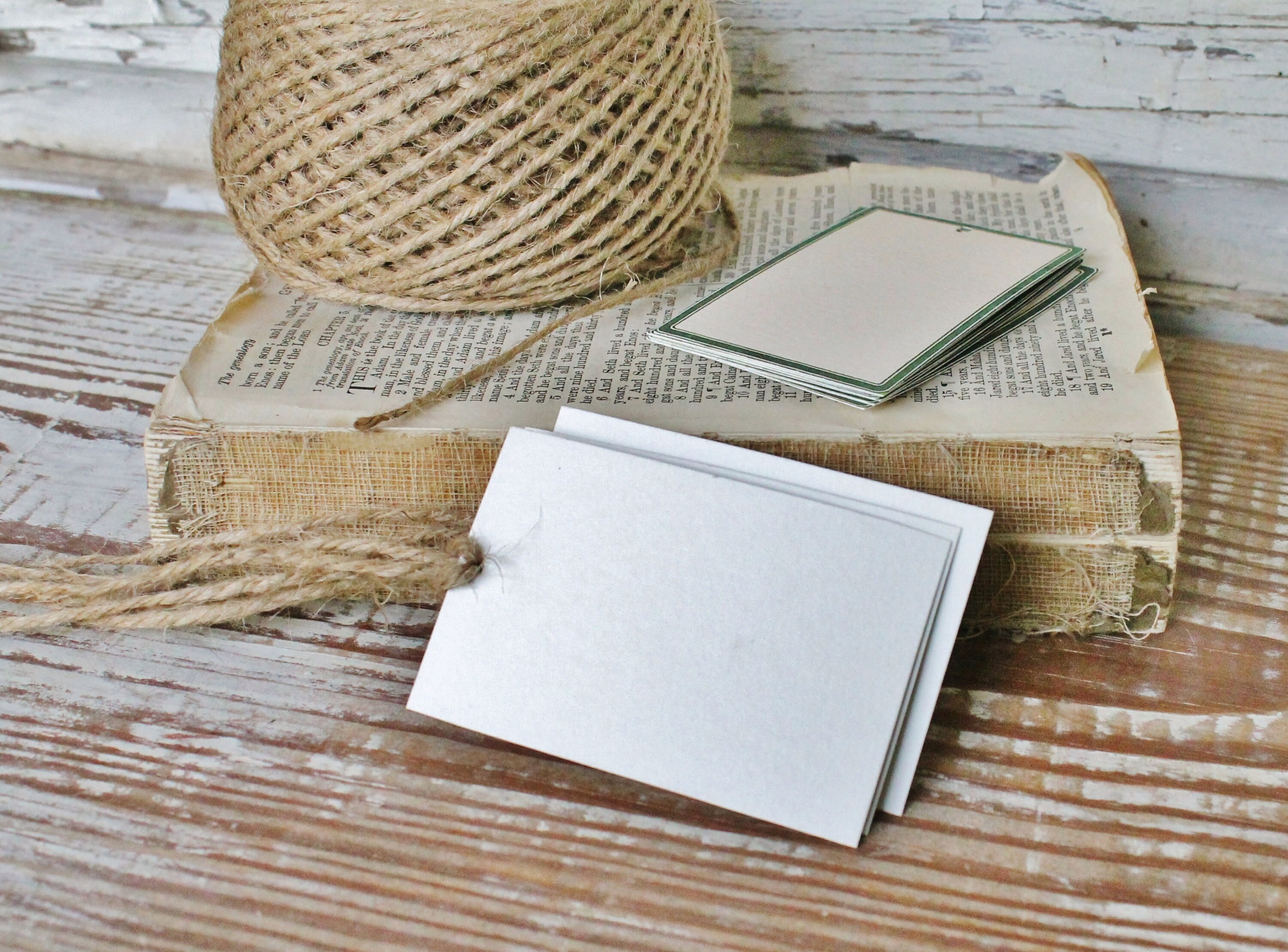 Vintage GREEN Gift Tags Parcel Tag Farmhouse Christmas Decor Label Card ...