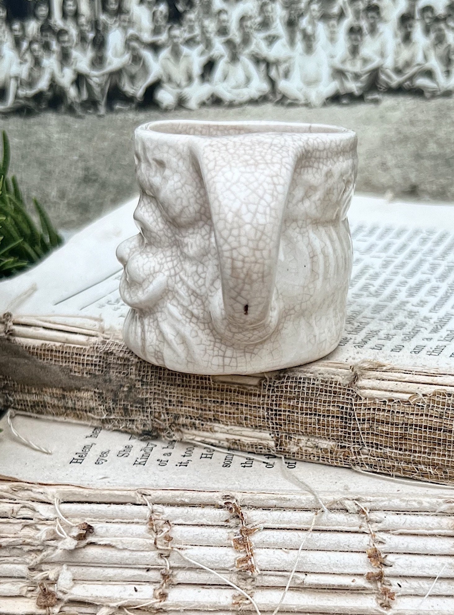 Vintage Ironstone Santa Claus Cup Mini Mug Santa Crazed Stained WHITE ...