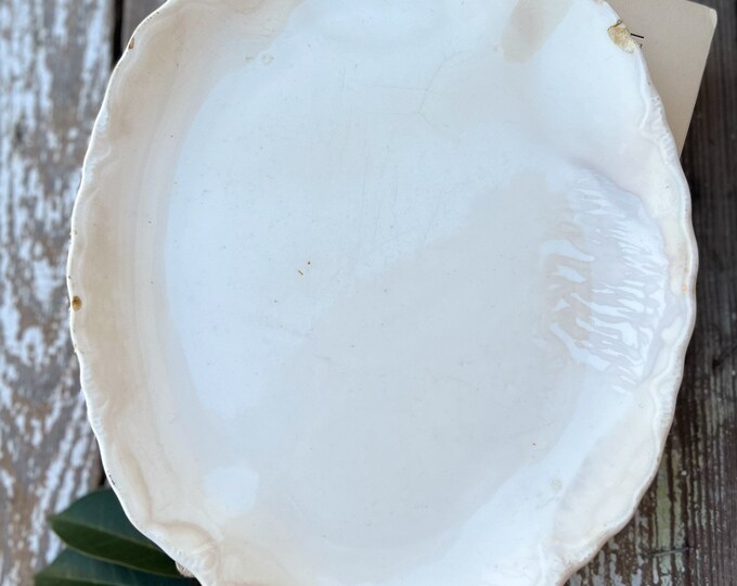 Antique White Ironstone Platter Crazing Grungy Stained Farmhouse Decor ...