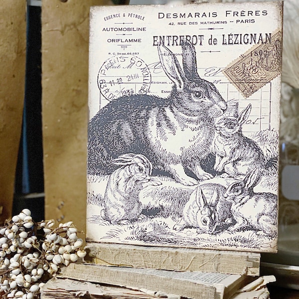 French Rabbit Printable - Etsy