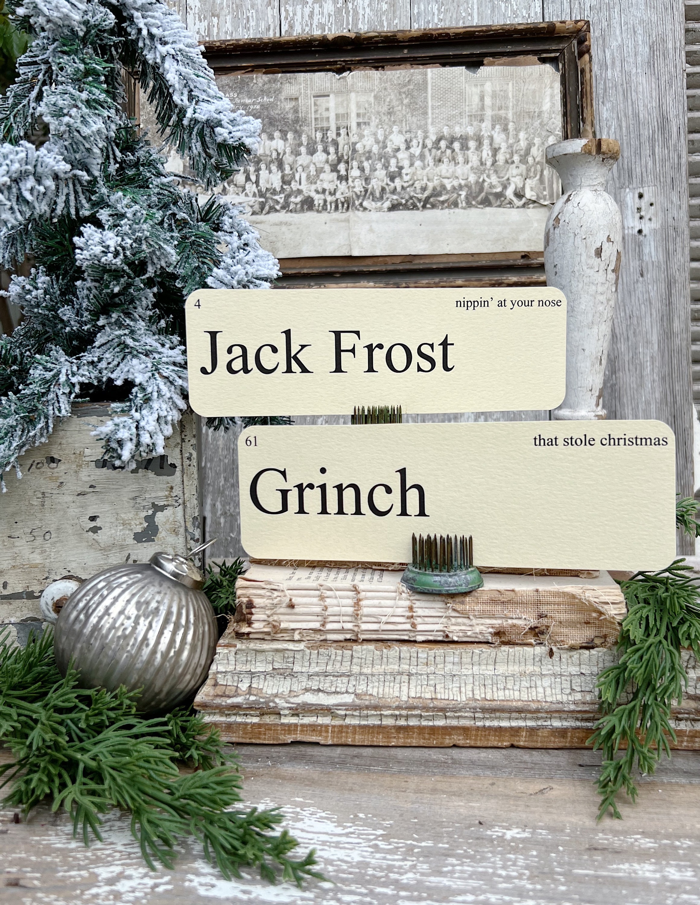CHRISTMAS CHARACTERS Words Flash Cards LARGE Vintage Inspired Word ...