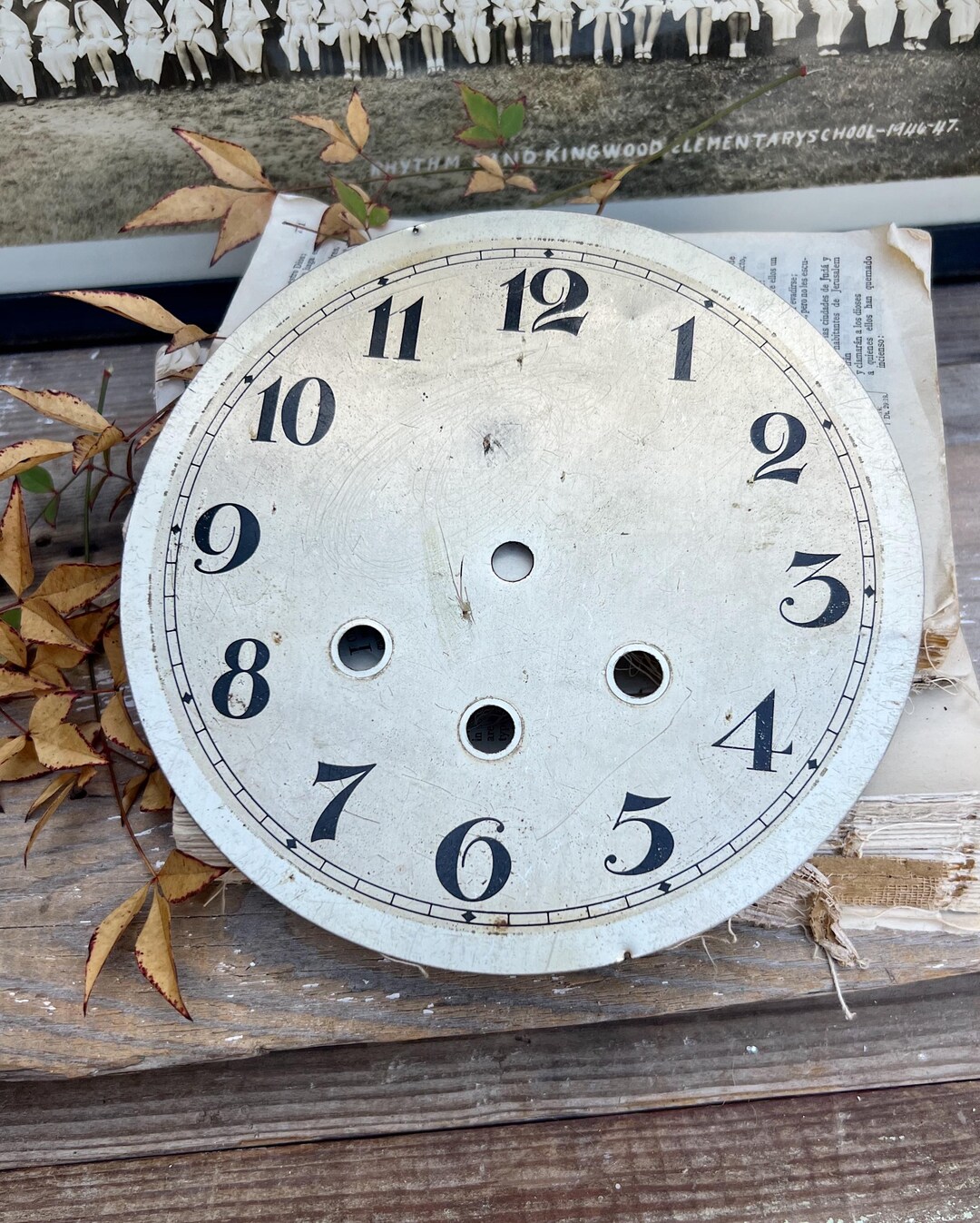 Antique Clock Dial Face Farmhouse Decor Industrial Salvage Metal ...