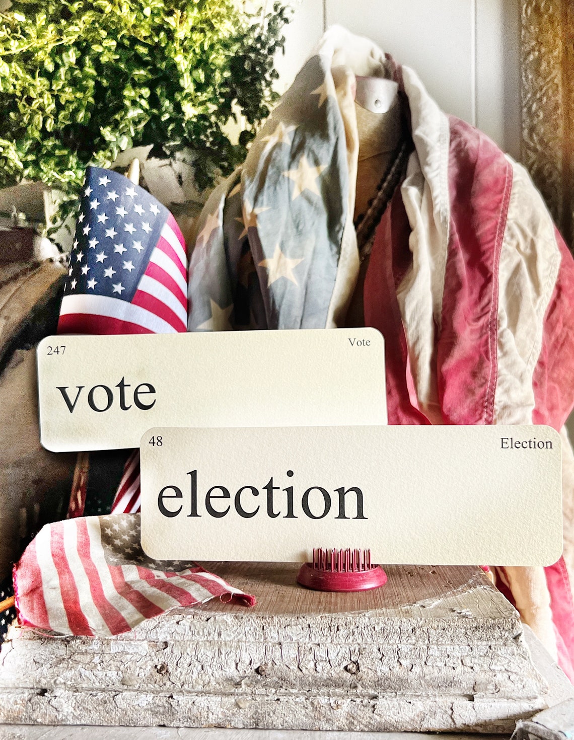 VOTE ELECTION Flash Cards LARGE Vintage Inspired Word Flashcard Set of ...