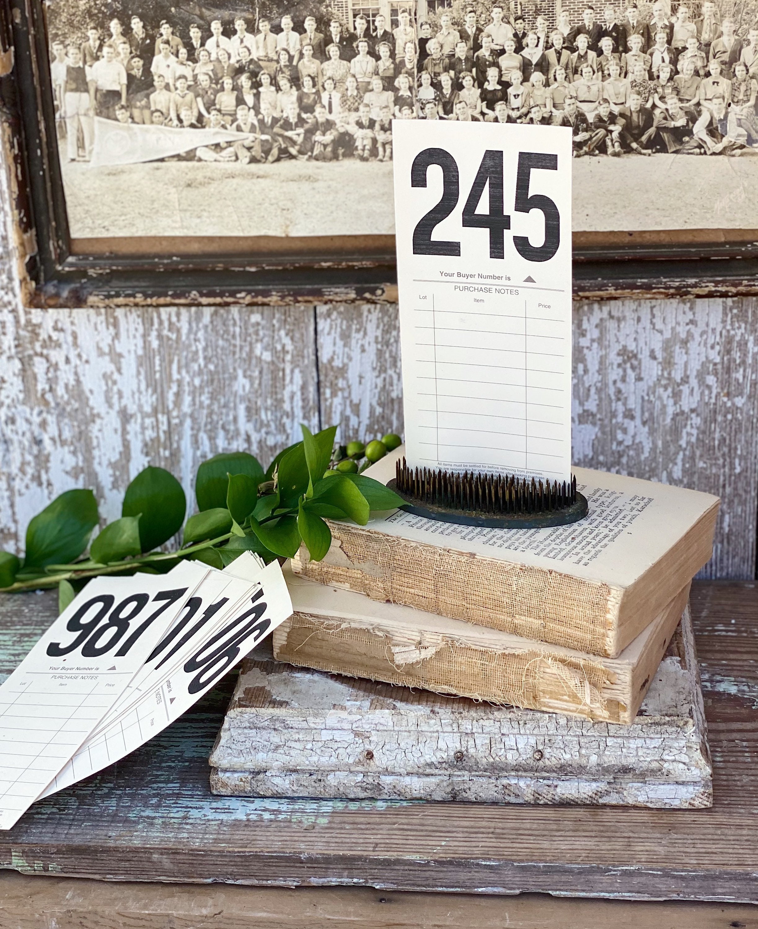 Vintage AUCTION NUMBER Bid Card Ephemera Farmhouse Decor - Etsy België