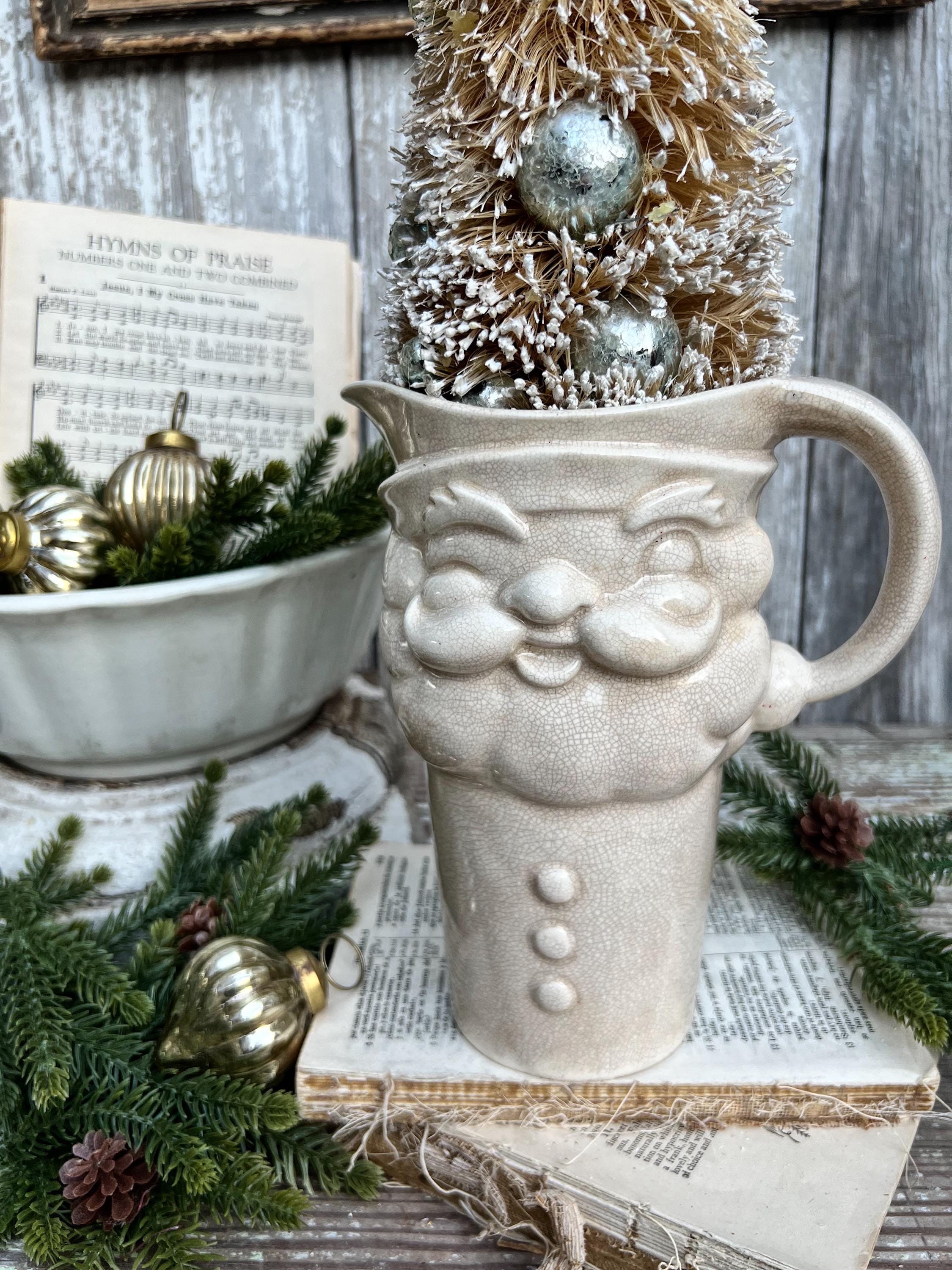 Vintage HOLT HOWARD 1960 Ironstone Santa Claus PITCHER Creamy White ...