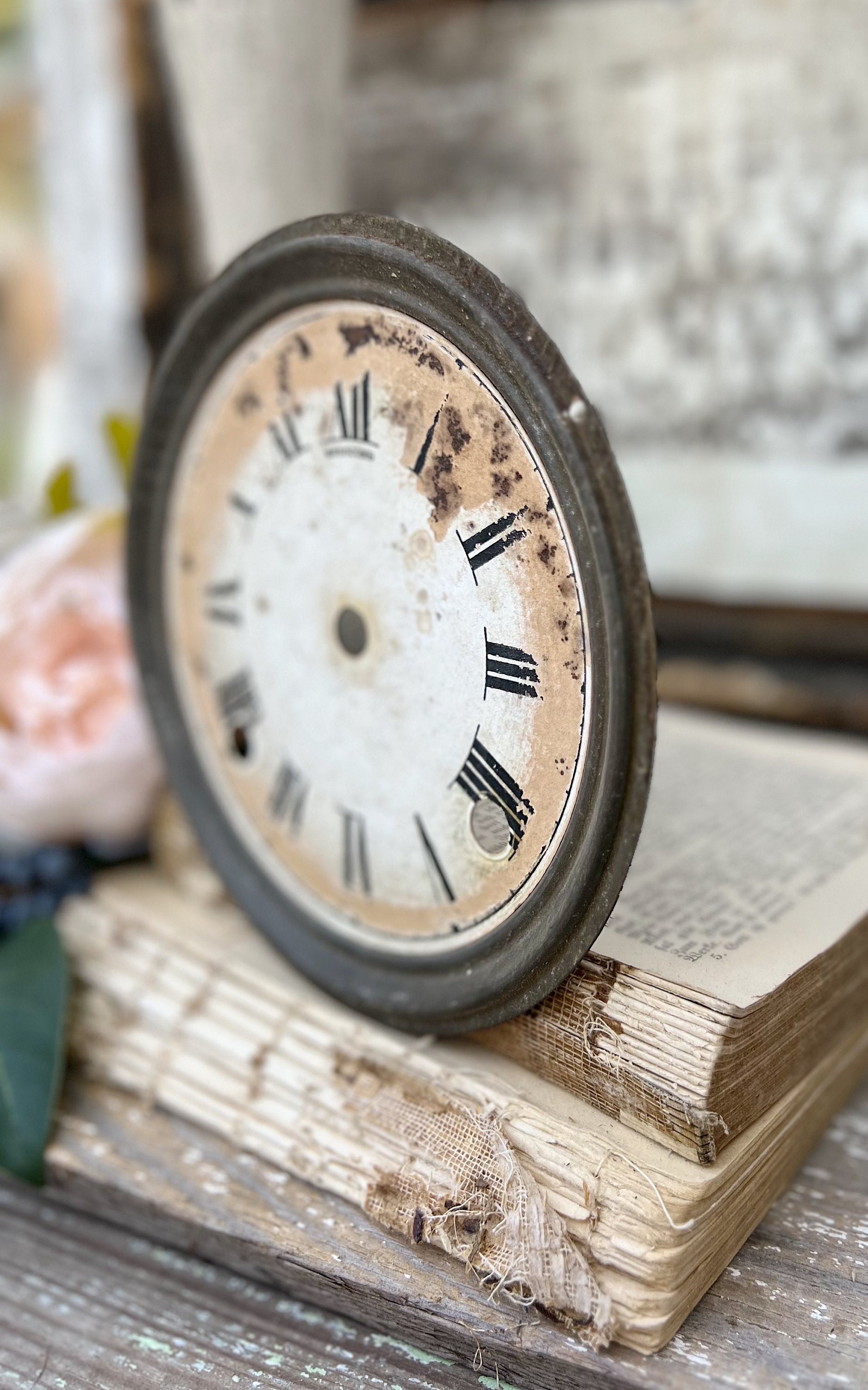 Antique Clock Face Brass Clock Dial Farmhouse Decor Industrial Salvage ...