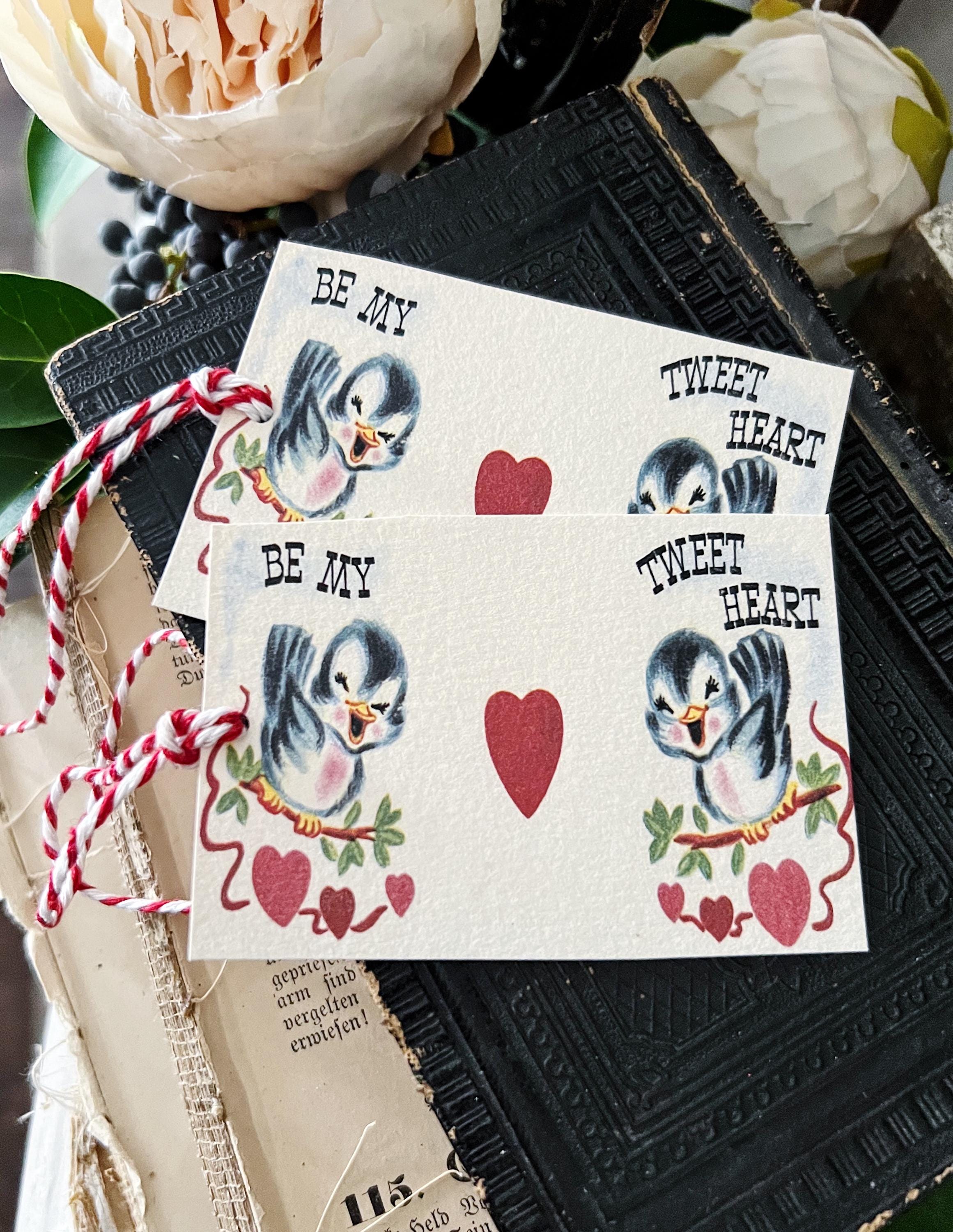 Valentine Vintage Gift Tags Be My Tweet Heart BLUE BIRDS Farmhouse ...