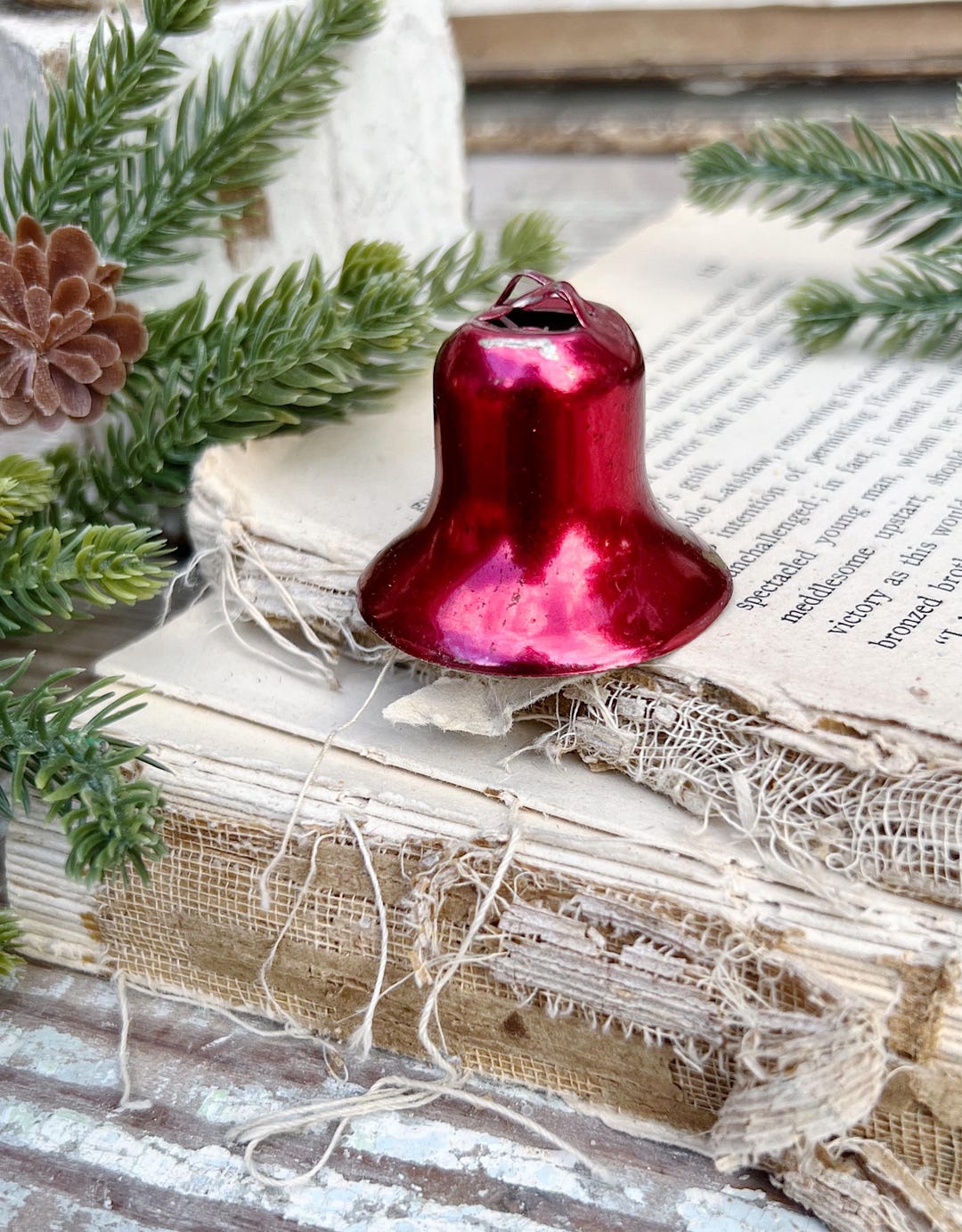 Vintage RED Metal Hand Bell Farmhouse Decor Primitive Christmas - Etsy