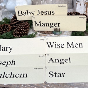 CHRISTMAS NATIVITY Words Flash Cards LARGE Vintage Inspired Word ...