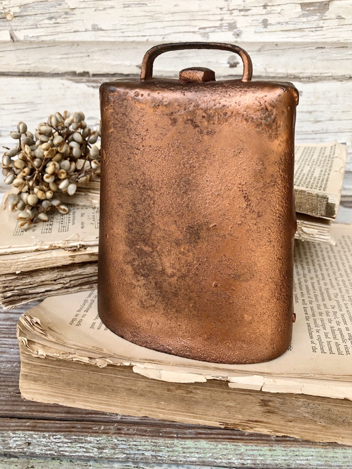 Antique Vintage Cow Bell COPPER EXTRA LARGE Livestock Barn Salvage ...
