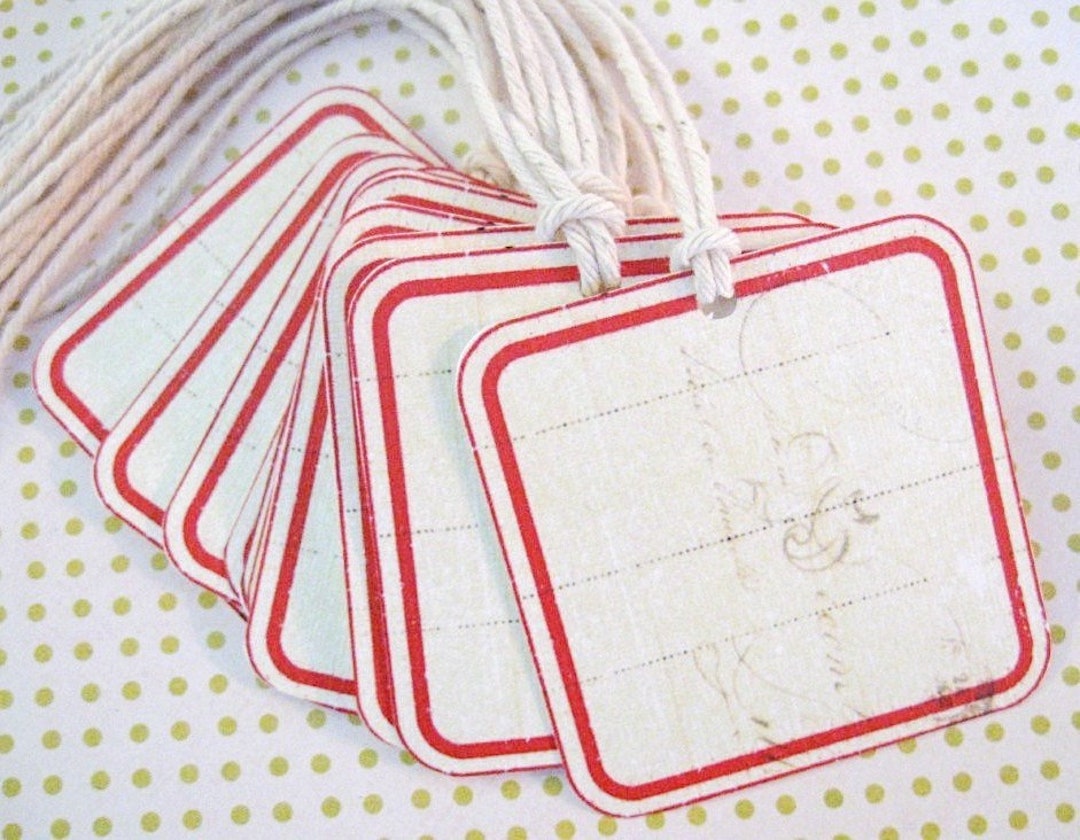 Vintage Label Gift Tags RED Primitive Card Farmhouse Decor Baking Shop ...