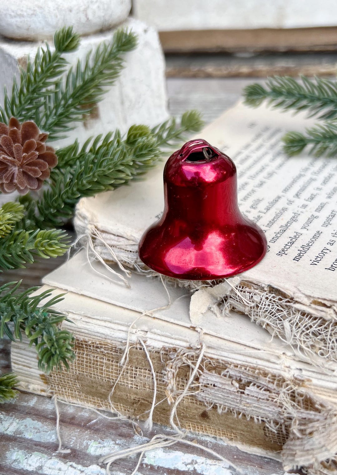 Vintage RED Metal Hand Bell Farmhouse Decor Primitive Christmas - Etsy