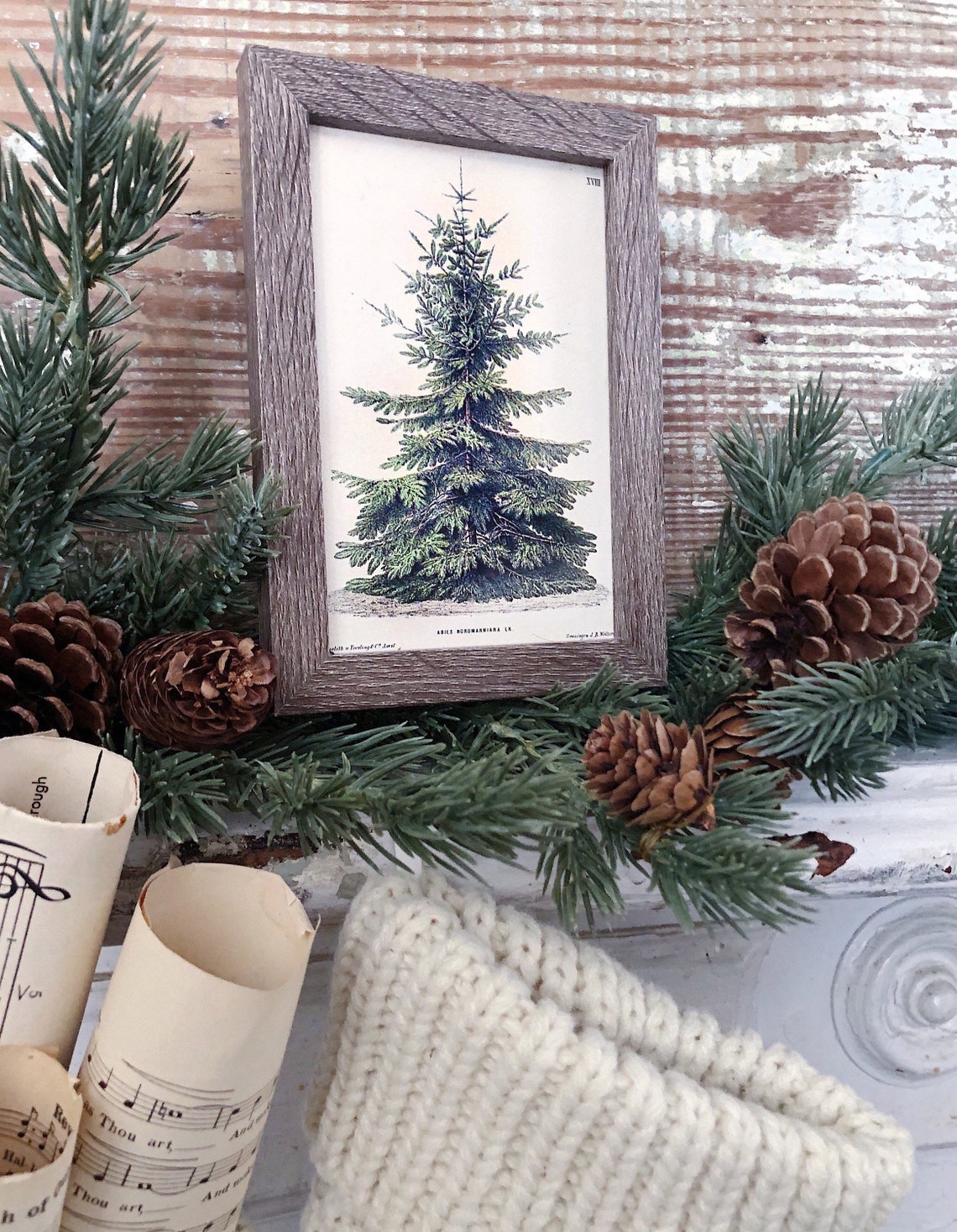 Vintage Christmas Tree Sign PINE TREE Frame Farmhouse Christmas Winter ...