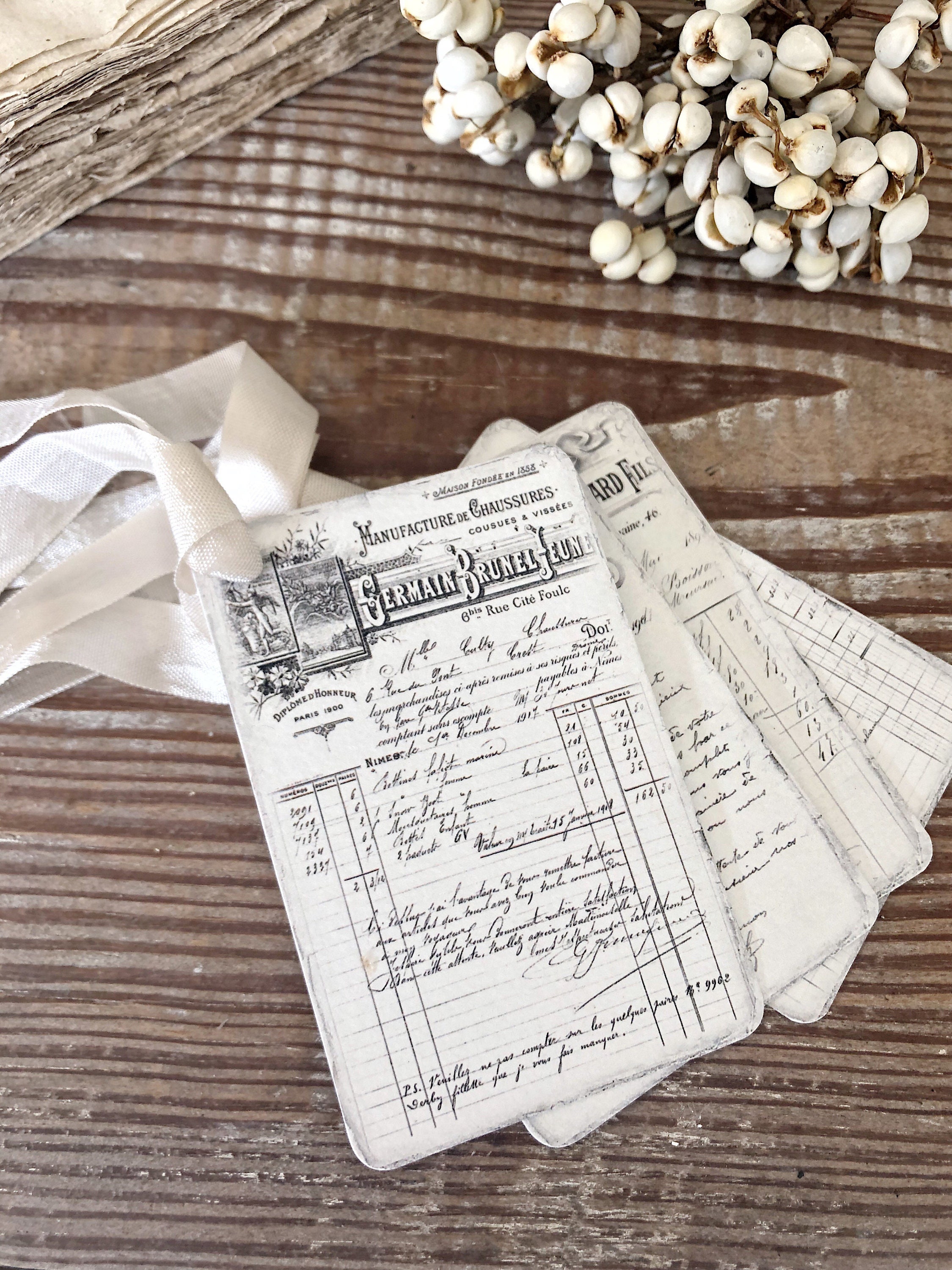 French Receipt Gift Tags Vintage SALON Ledger Gift Tags Card French ...