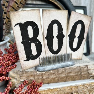 HALLOWEEN Letters BOO BLACK Card Sign Set Farmhouse Decor Cardstock ...