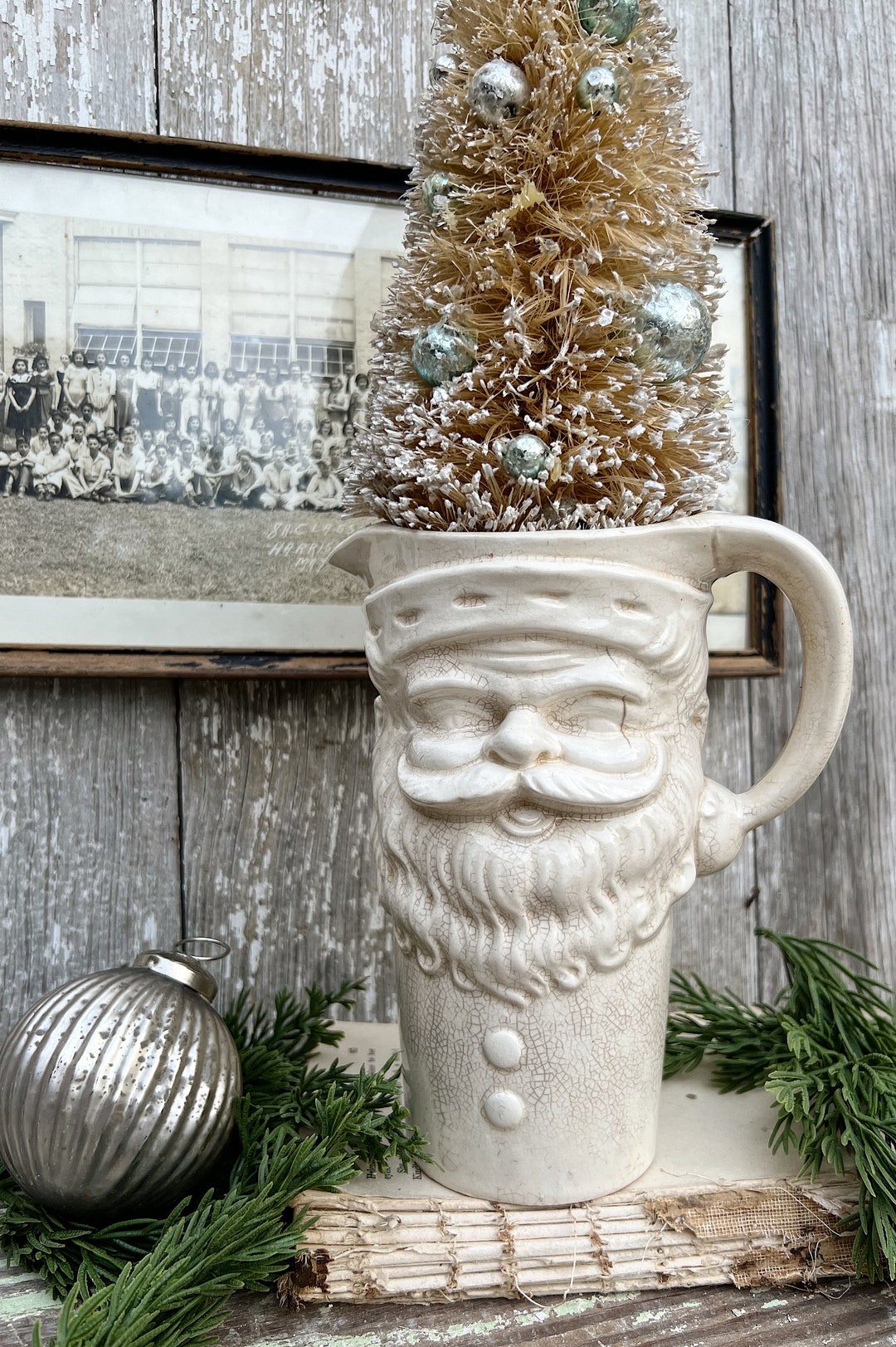 Vintage Ironstone Santa Claus PITCHER Creamy White Santa Face - Etsy