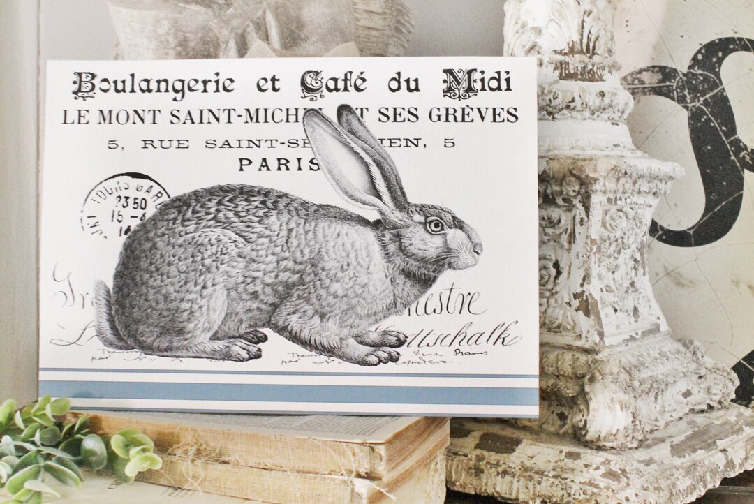 Vintage Easter RABBIT Sign Grain Sack Easter Wood Sign French Farmhouse ...