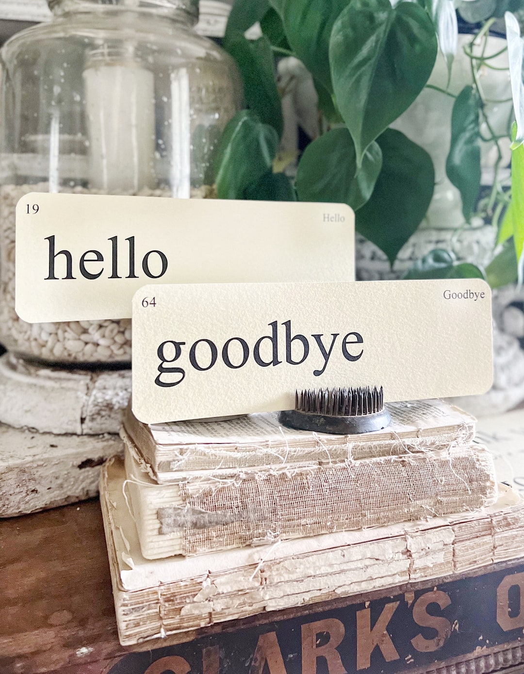 GREETINGS Flash Cards LARGE Vintage Inspired Word Flashcard SET of 8 ...