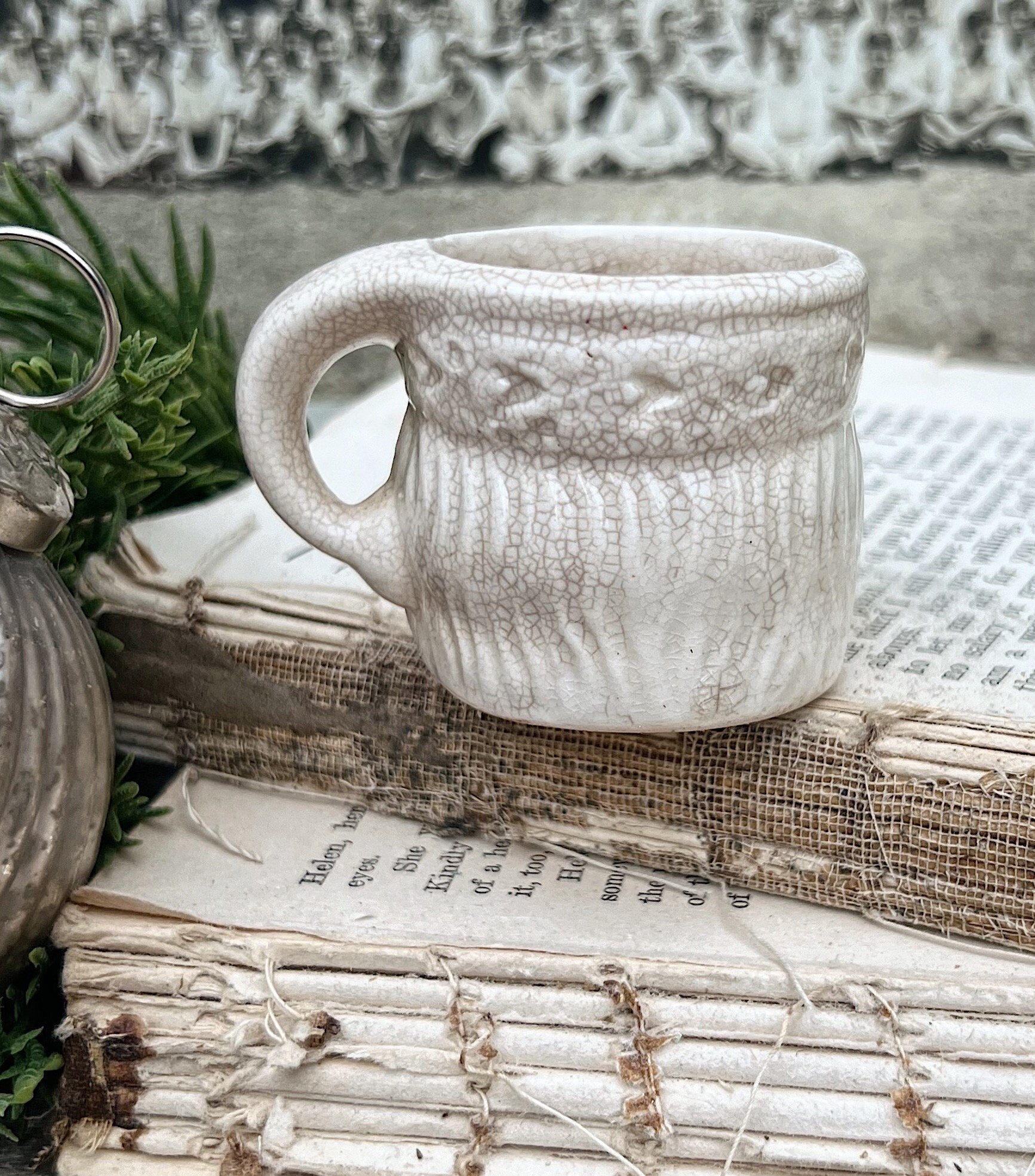 Vintage Ironstone Santa Claus Cup Mini Mug Santa Crazed Stained WHITE ...