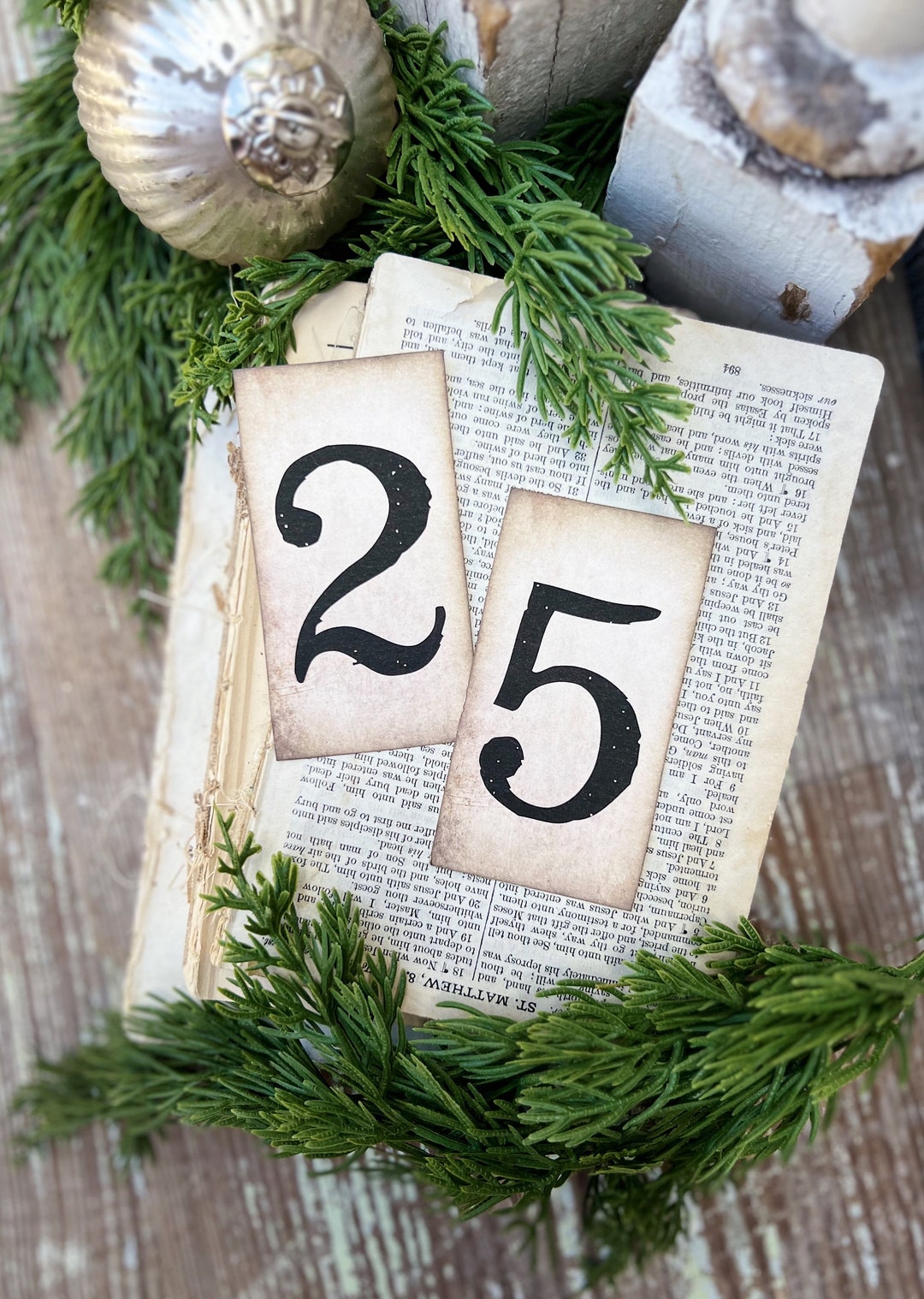 CHRISTMAS Number 25 Card Set Farmhouse Decor Church Board Hymn - Etsy