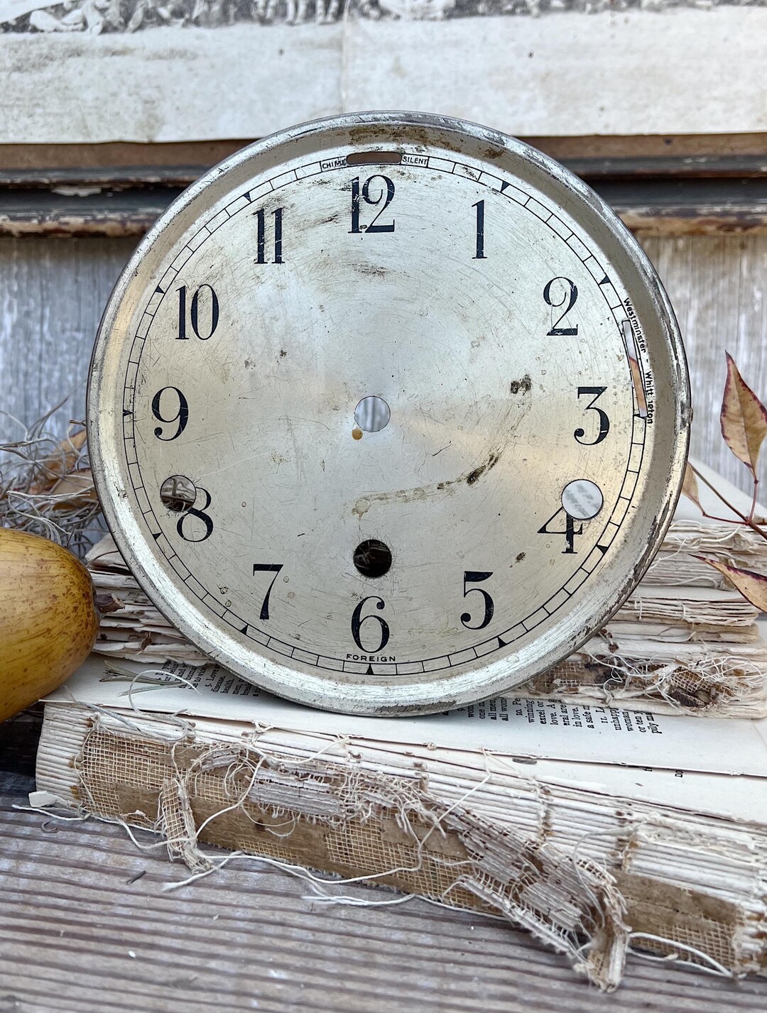Antique Clock Dial Face Farmhouse Decor Industrial Salvage Metal ...