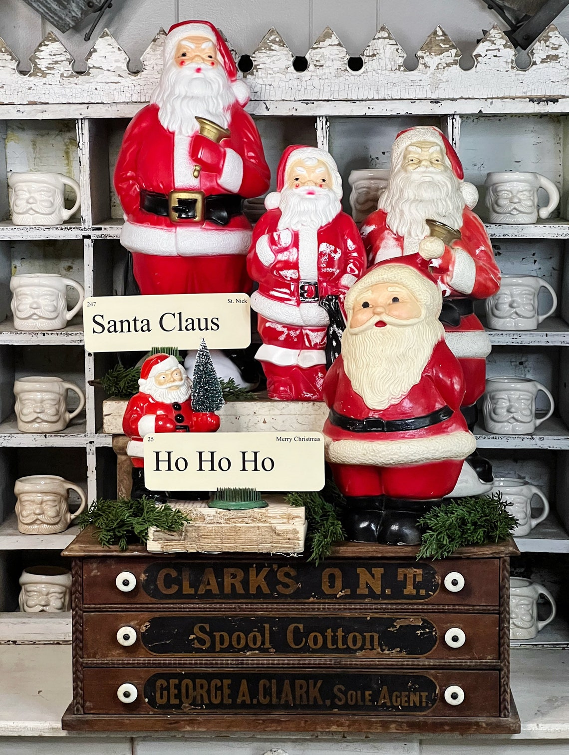 Christmas SANTA Flash Cards LARGE Vintage Inspired Flashcard Set of 8 ...