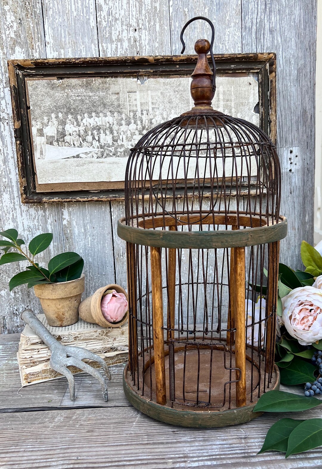 Vintage Bird Cage Wood Farmhouse Country Shabby Decor Primitive - Etsy