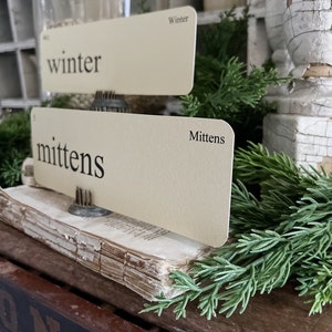 WINTER Flash Cards LARGE Vintage Inspired Word Flashcard SET of 8 ...