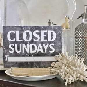 Vintage CLOSED SUNDAYS Wood Sign Farmhouse Decor Wall Art Print Antique ...
